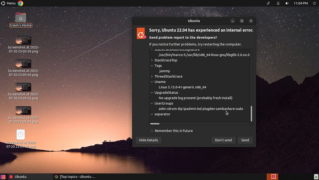 Ubuntu Mate Jammy Internal Error Report Ubuntu Mate Community